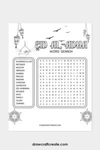 Free Printable Eid Word Search - Draw Craft Create