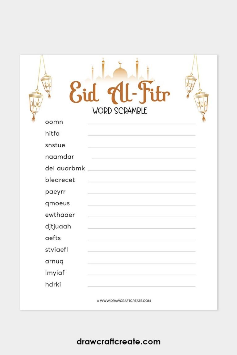Free Printable Eid Word Scramble - Draw Craft Create