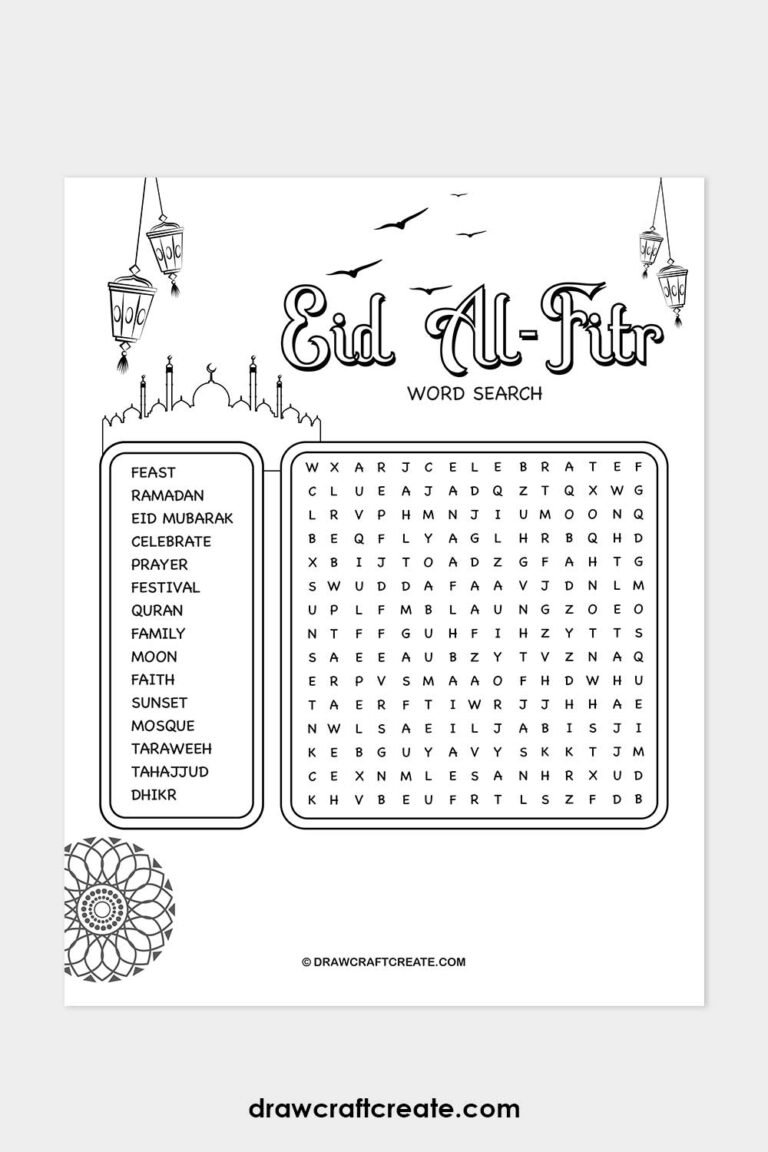 Free Printable Eid Word Search - Draw Craft Create