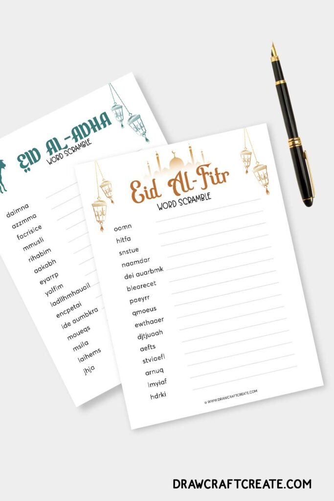 Free Printable Eid Word Scramble - Draw Craft Create