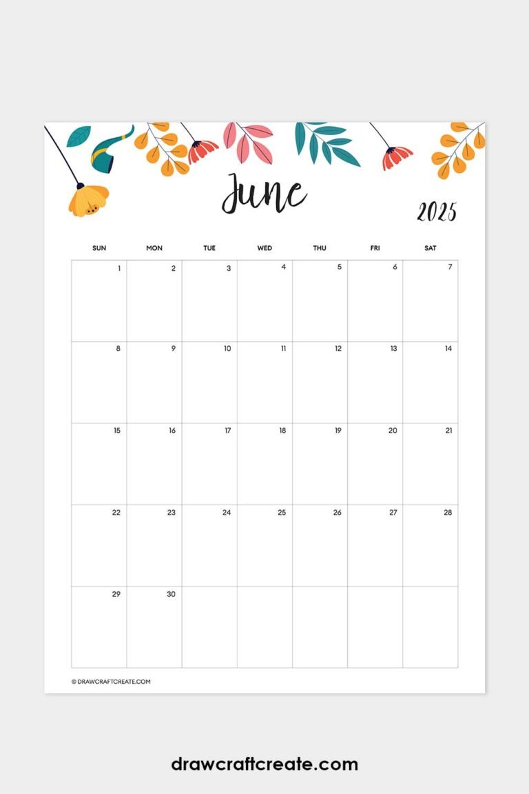 Free Printable June 2025 Calendars - Draw Craft Create