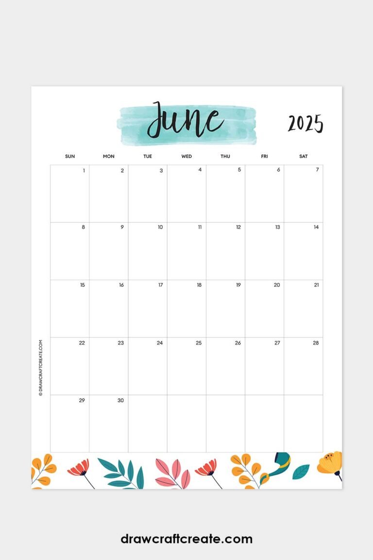Free Printable June 2025 Calendars - Draw Craft Create