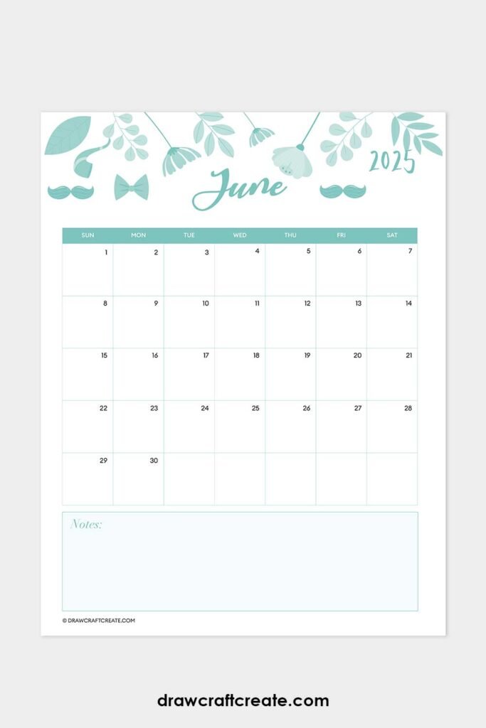 Free Printable June 2025 Calendars - Draw Craft Create