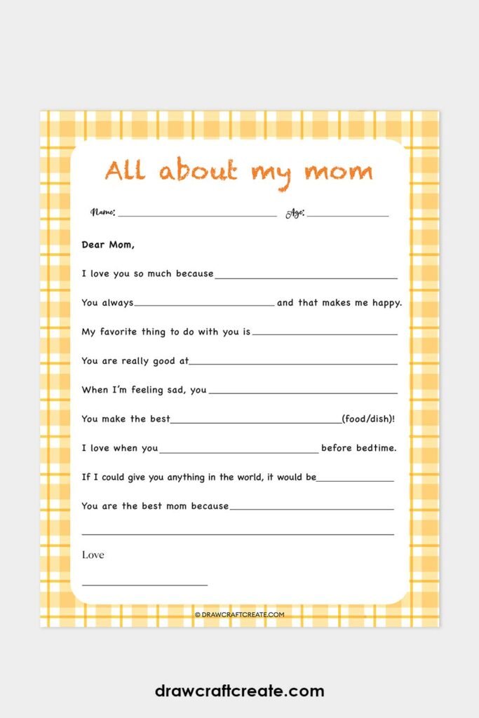 Free Printable Mother’s Day All About My Mom Questionnaires - Draw ...