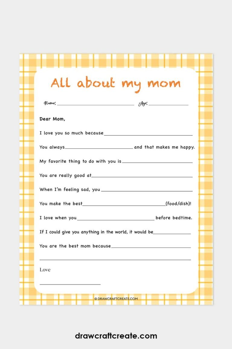 Free Printable Mother’s Day All About My Mom Questionnaires - Draw ...