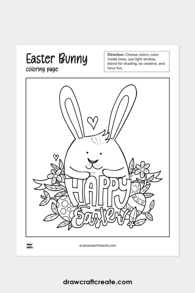 Free Printable Easter Bunny Coloring Pages - Draw Craft Create
