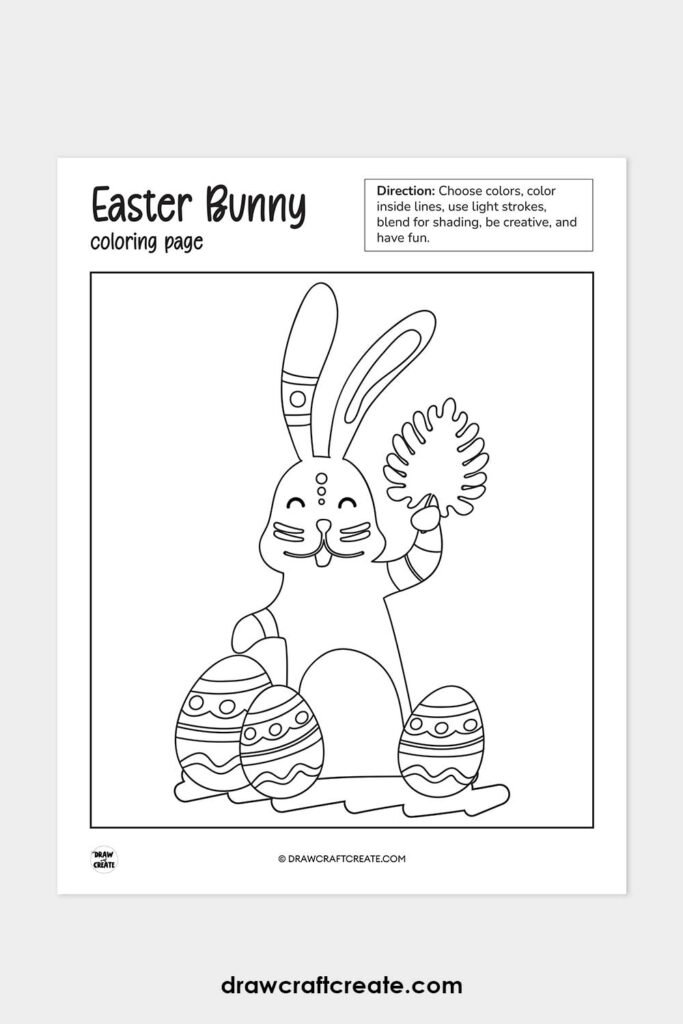 Free Printable Easter Bunny Coloring Pages - Draw Craft Create