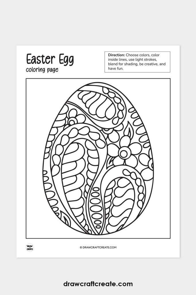 Free Printable Easter Egg Coloring Pages - Draw Craft Create