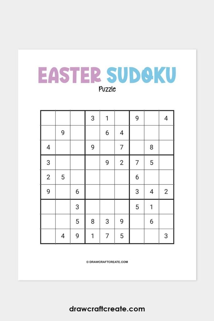 Free Printable Easter Sudoku Puzzle - Draw Craft Create