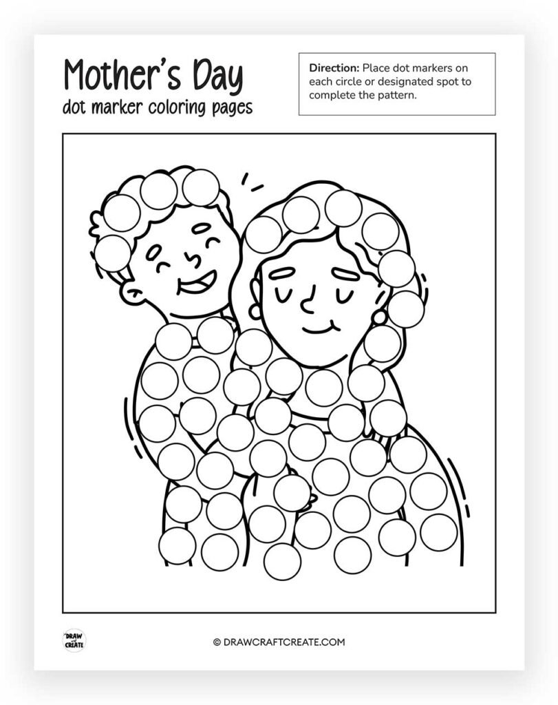 Free Printable Mother's Day Dot Marker Coloring Pages - Draw Craft Create