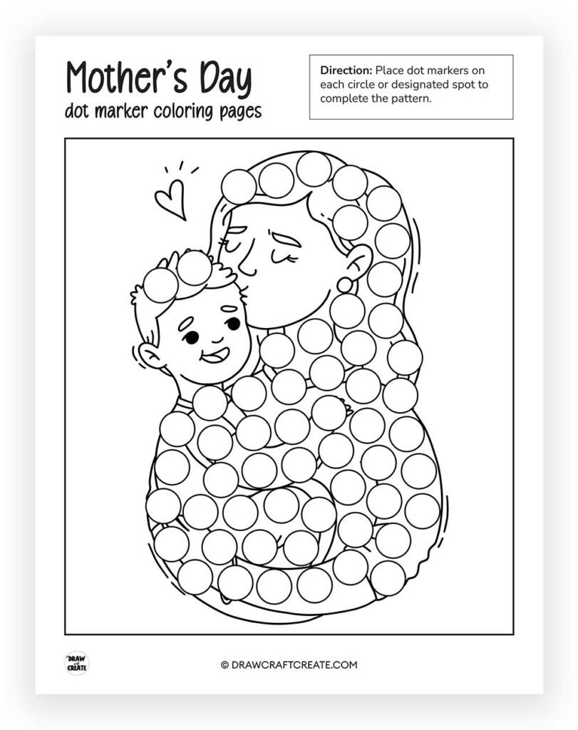 Free Printable Mother's Day Dot Marker Coloring Pages - Draw Craft Create