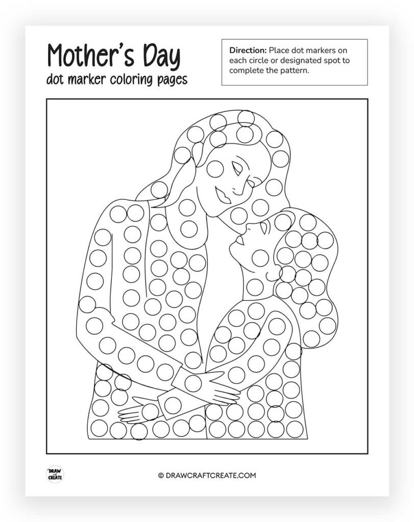 Free Printable Mother's Day Dot Marker Coloring Pages - Draw Craft Create