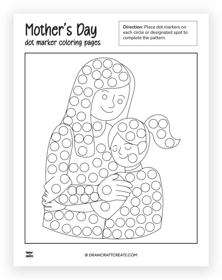 Free Printable Mother's Day Dot Marker Coloring Pages - Draw Craft Create