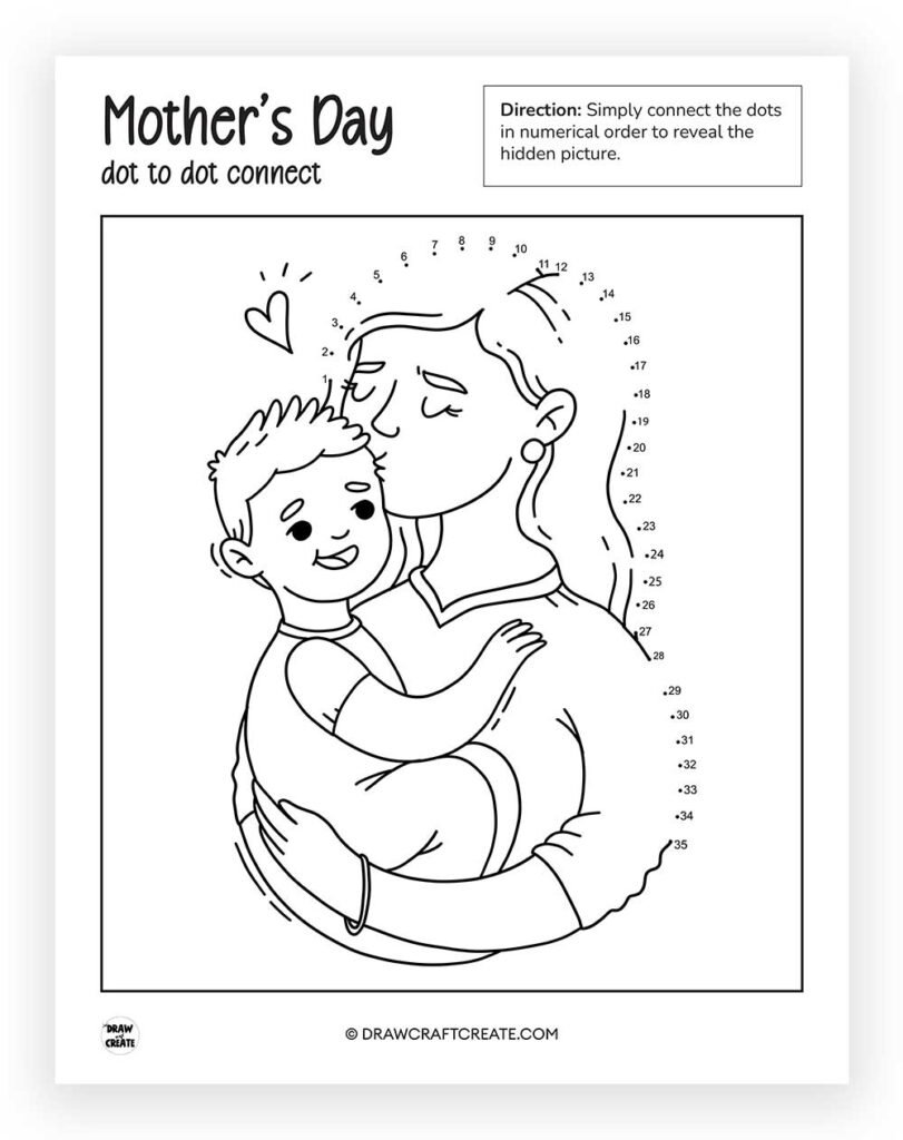 Free Printable Mother's Day Dot To Dot Pages - Draw Craft Create