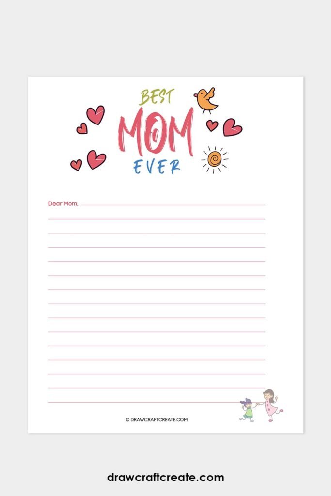 Free Printable Mother's Day Letter Template - Draw Craft Create