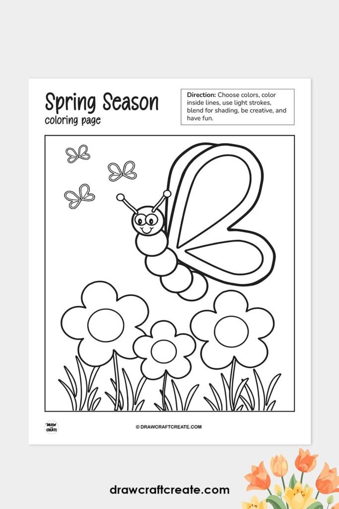 10 Free Printable Spring Coloring Pages - Draw Craft Create
