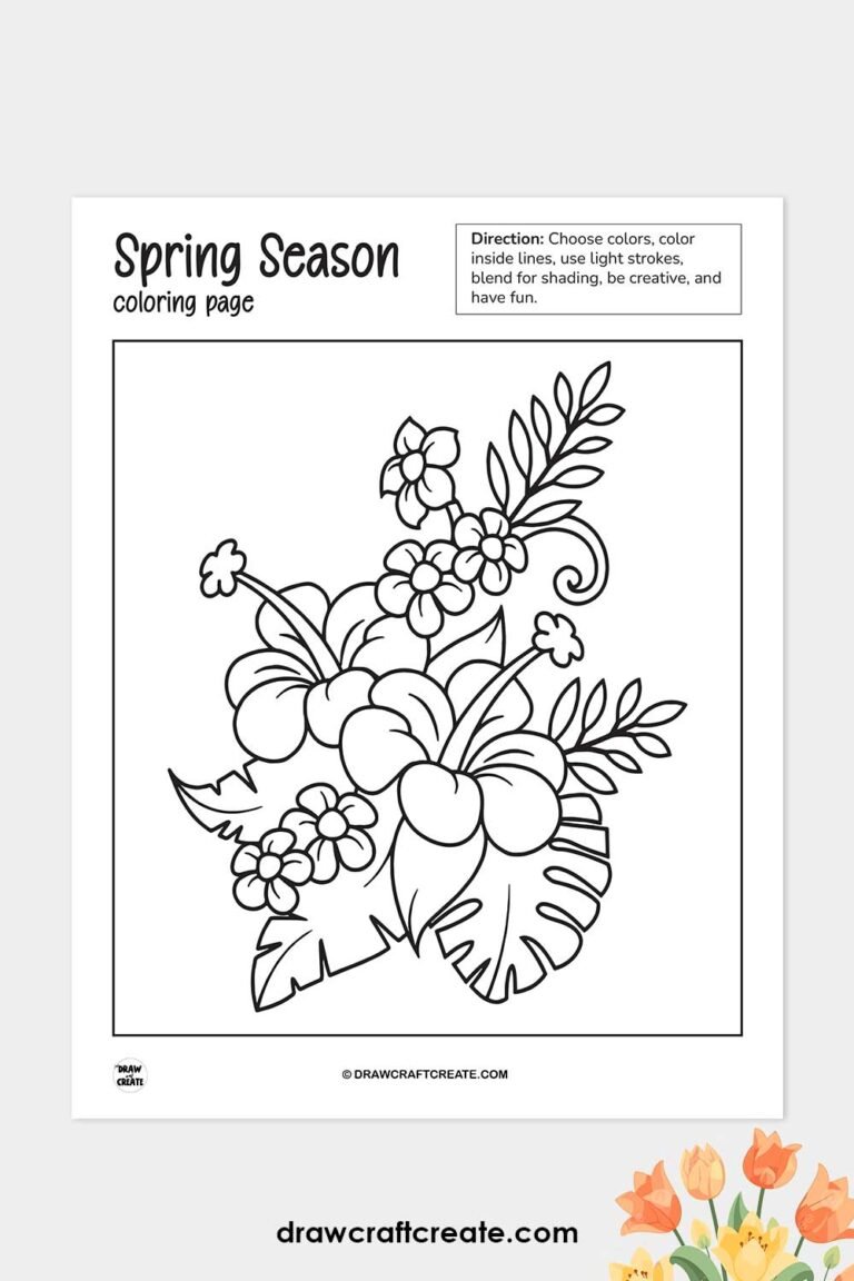 10 Free Printable Spring Coloring Pages - Draw Craft Create