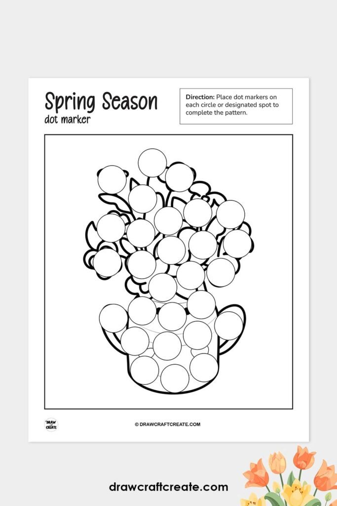 Free Printable Spring Dot Marker Coloring Pages - Draw Craft Create