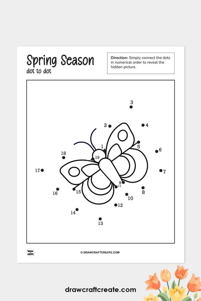 Free Printable Spring Dot To Dot Pages - Draw Craft Create