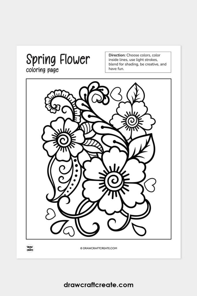 Spring Flower Coloring Pages - Draw Craft Create