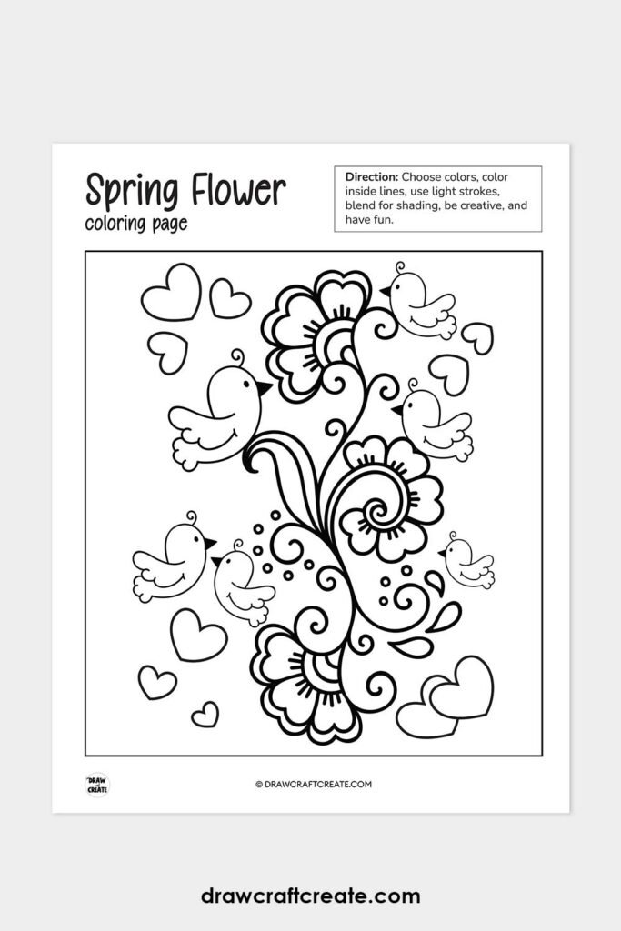 Spring Flower Coloring Pages - Draw Craft Create