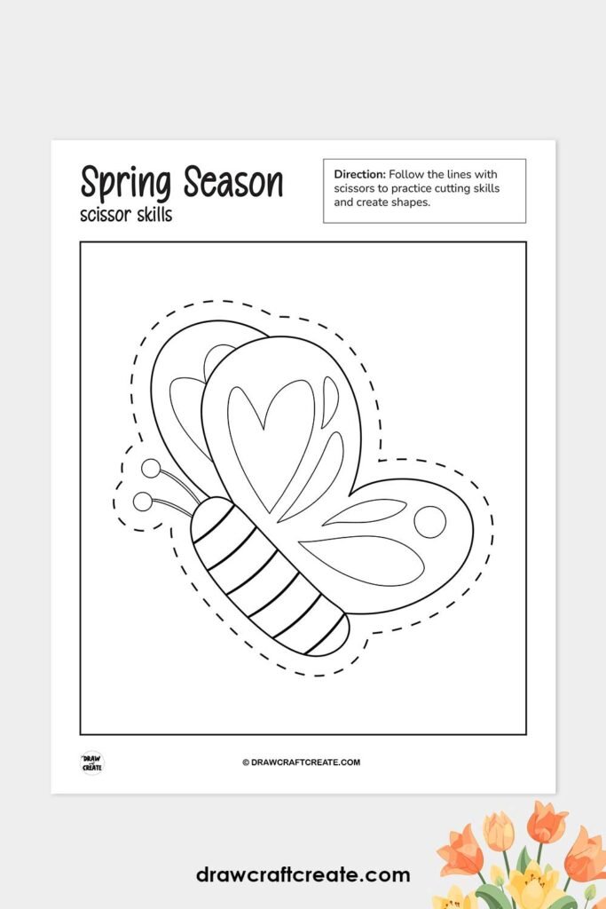 Free Printable Spring Scissor Skills Pages - Draw Craft Create