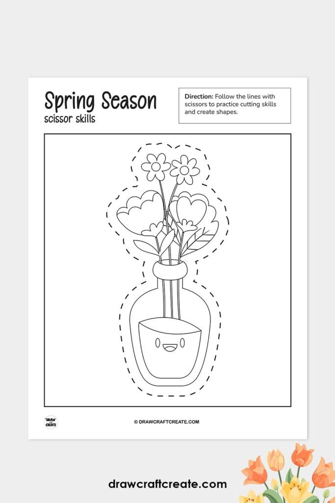 Free Printable Spring Scissor Skills Pages - Draw Craft Create