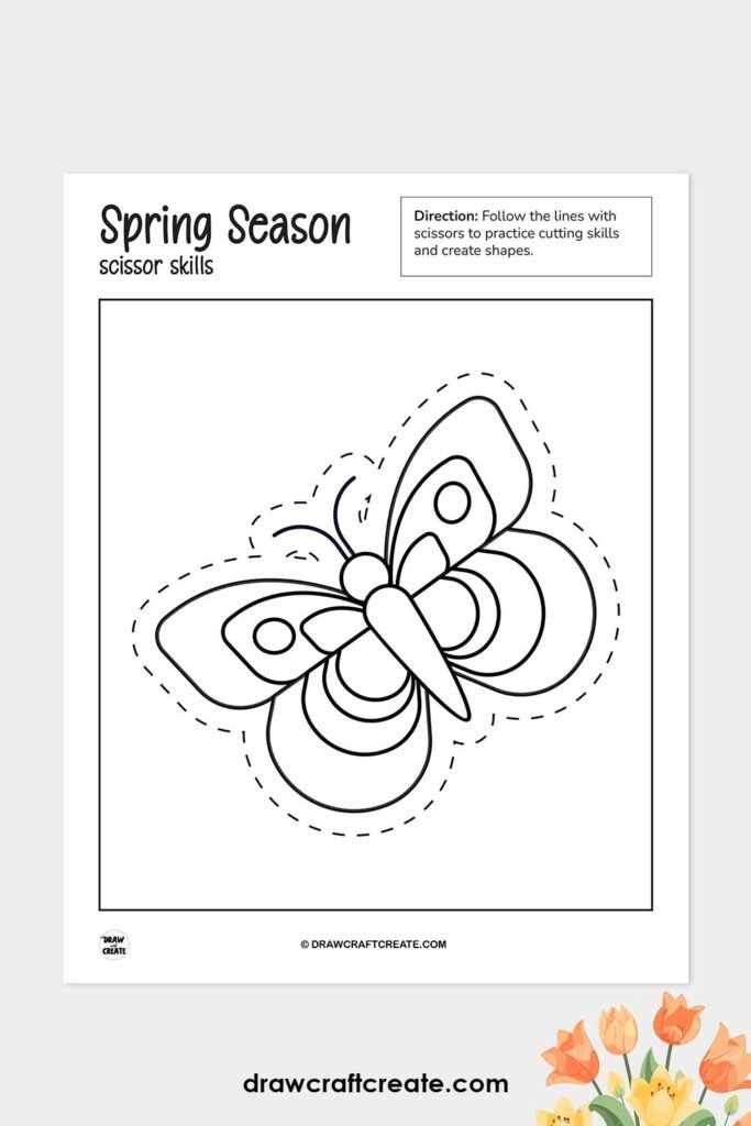 Free Printable Spring Scissor Skills Pages - Draw Craft Create