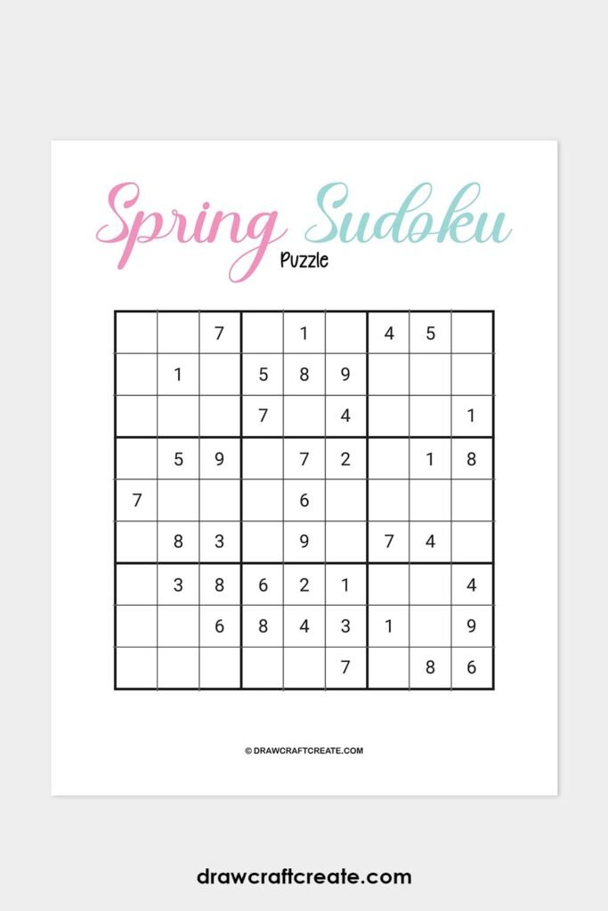 Free Printable Spring Sudoku Puzzle - Draw Craft Create
