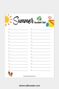 Free Printable Summer Bucket List Planner (20 Templates) - Draw Craft ...
