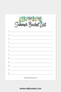 Free Printable Summer Bucket List Planner (20 Templates) - Draw Craft ...