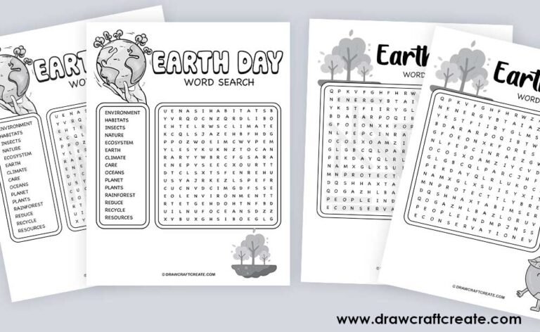 Free Printable Earth Day Word Search - Draw Craft Create