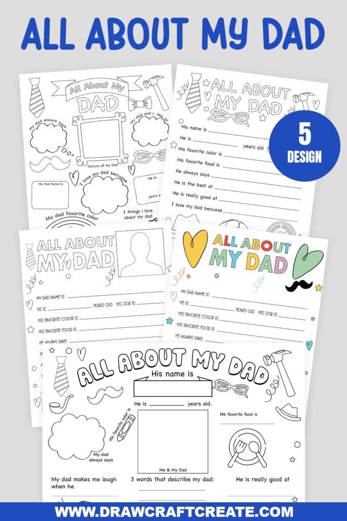 Free Printable All About My Dad Questionnaires - Draw Craft Create