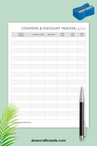 Free Printable Coupons and Discount Tracker - Draw Craft Create