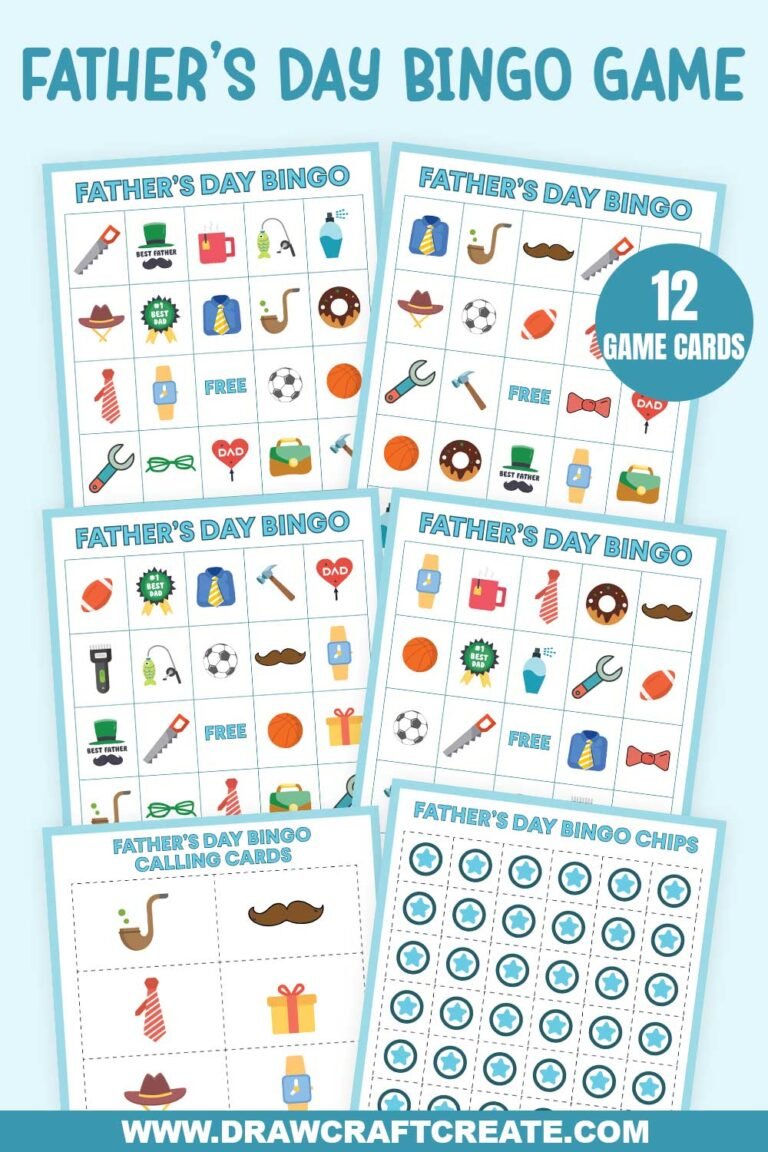 Free Printable Father's Day Bingo Game Card - Draw Craft Create