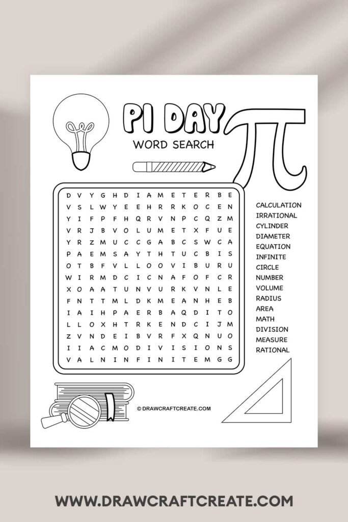 Free Printable Pi Day Word Search - Draw Craft Create