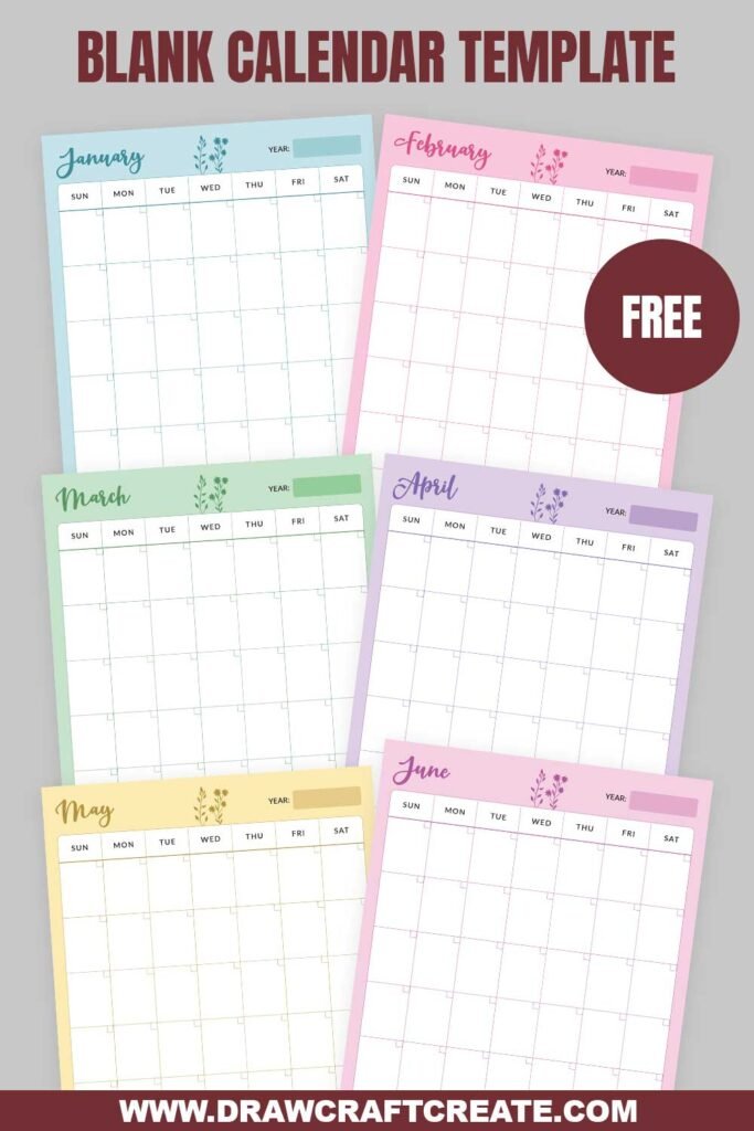 Free Printable Blank Calendar Template - Draw Craft Create