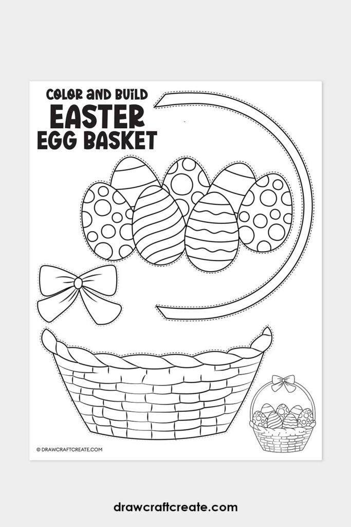 Free Printable Build a Easter Egg Basket Craft - Draw Craft Create