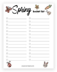 Free Printable Spring Bucket List Planner (20 Templates) - Draw Craft ...