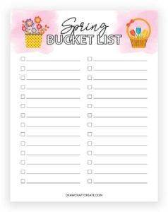 Free Printable Spring Bucket List Planner (20 Templates) - Draw Craft ...