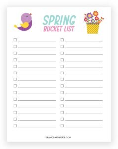 Free Printable Spring Bucket List Planner (20 Templates) - Draw Craft ...