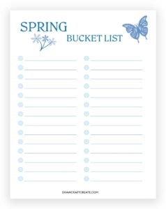 Free Printable Spring Bucket List Planner (20 Templates) - Draw Craft ...