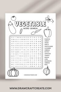 Free Printable Vegetable Word Search - Draw Craft Create