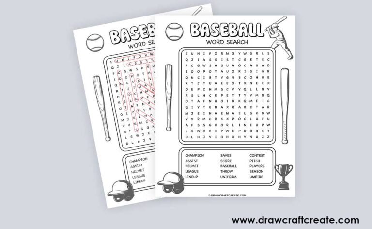 Free Printable Baseball Word Search - Draw Craft Create
