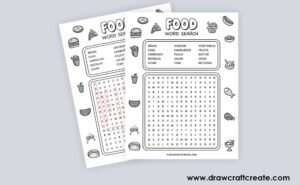 Free Printable Food Word Search - Draw Craft Create