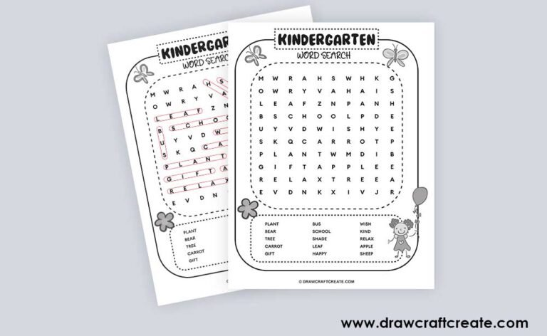 Free Printable Kindergarten Word Search - Draw Craft Create
