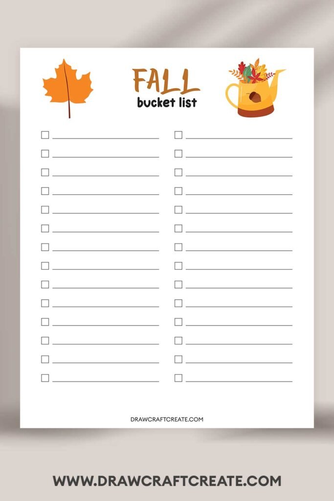 Free Printable Fall Bucket List Planner (20 Templates) - Draw Craft Create