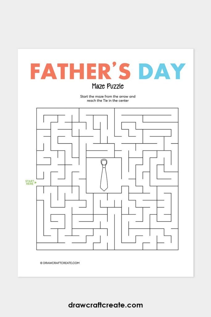 Free Printable Father's Day Maze Puzzle - Draw Craft Create