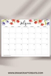 Free Printable July 2025 Calendars - Draw Craft Create