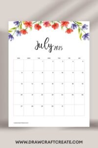 Free Printable July 2025 Calendars - Draw Craft Create